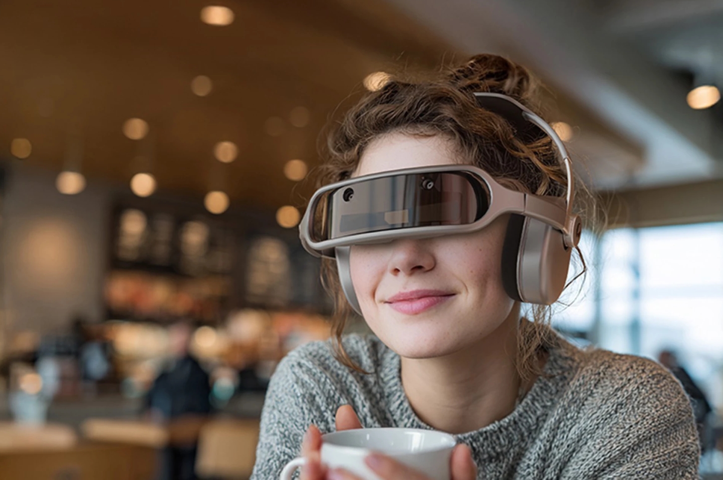 Smart headphones have a built-in screen that hides when you don't want ...